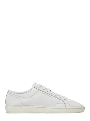 SAINT LAURENT SAINT LAURENT Gold-Tone Signature Leather Lace-Up Sneakers