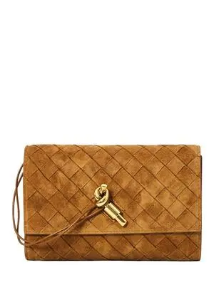 Bottega Veneta BOTTEGA VENETA Suede Clutch With Knot Detail Marrone