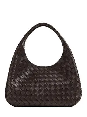 Bottega Veneta Mini Woven Leather Shoulder Bag - Marrone
