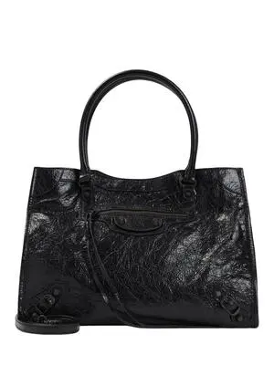 Balenciaga Le City Tote Handbag In Lamb Leather - Black