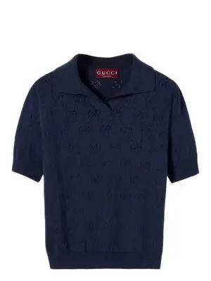 Gucci Gucci GG Pointelle Knit Top Blu