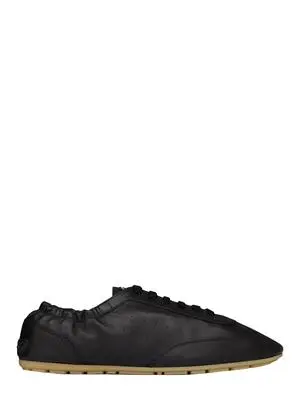 Saint Laurent Leather Sneakers With Elasticized Heel - Nero
