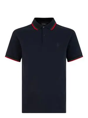 Gucci Web Band Polo Shirt In Cotton - Blue