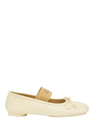MAISON MARGIELA Leather Ballet Flats With Elastic Strap - White