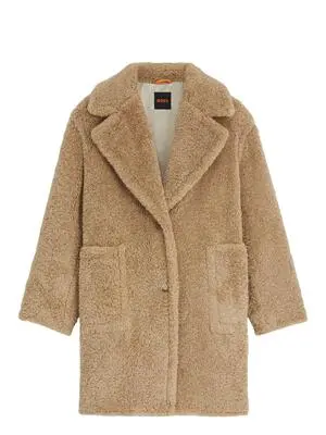 BOSS Teddy Coat With Adjustable Collar - Brown