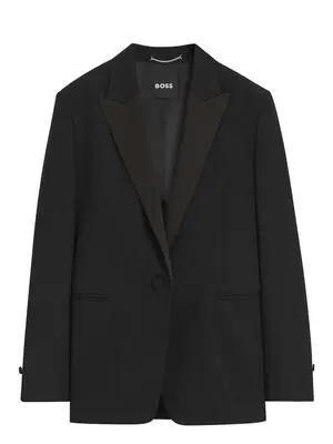 BOSS Virgin Wool Tuxedo Blazer - Black