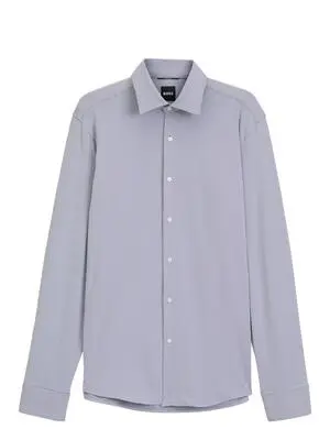 BOSS Regular-fit Dress Shirt In Stretch Jersey Dark Blue
