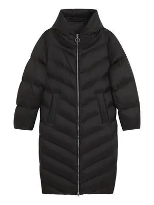 Hugo Water-repellent Chevron Quilted Down Jacket With Side Zippers - Black