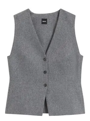 BOSS Melange Flannel Slim-fit Vest - Light Grey