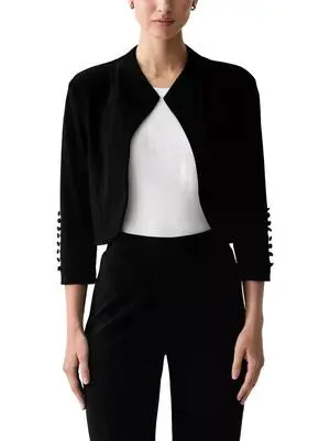 Joseph Ribkoff Cropped Jacket With Button Cuffs - Black