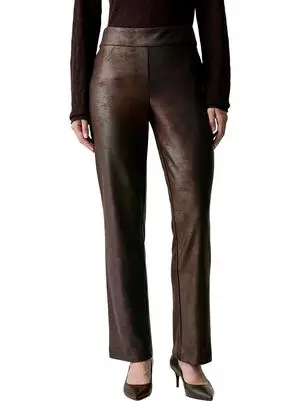 Joseph Ribkoff Crackle-effect Straight-leg Trousers - Brown