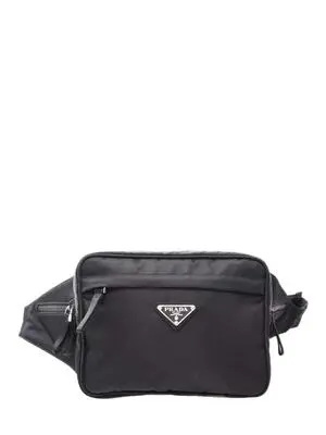 Prada Logo Plaque Belt Bag - Black