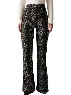 JOSEPH RIBKOFF Joseph Ribkoff Leopard Print Jacquard Flared Trousers