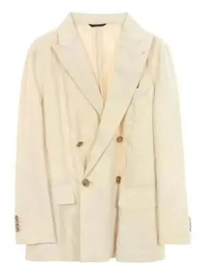 Giorgio Armani 2000s Raw-edge Double-breasted Blazer - Neutrals