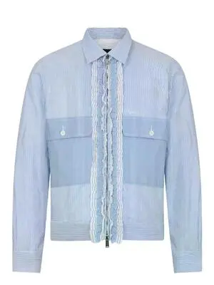 DSQUARED2 DSQUARED2 Striped Cotton Blend Bomber Jacket With Ruffle Trim