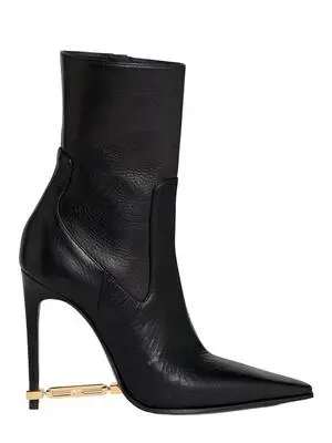 Dsquared2 Leather Ankle Boots With Metal Bar Accent - Black