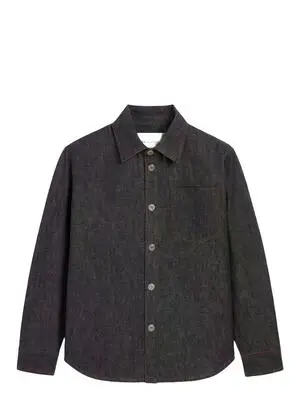 AMI Paris Cotton Overshirt With De Coeur - Blue