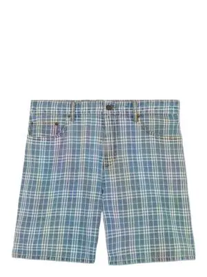 Burberry Check Denim Shorts - Blue