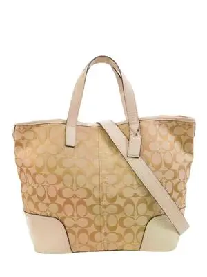 COACH VINTAGE Monogram Print Leather Trim Tote Bag - Neutrals
