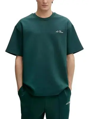 LES DEUX Logo-embroidered T-shirt - Green