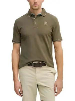 BLAUER. Logo-patch Piqué Polo Shirt - Green