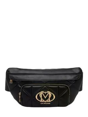 Moschino Quilted Logo Plaque Belt Bag - Black