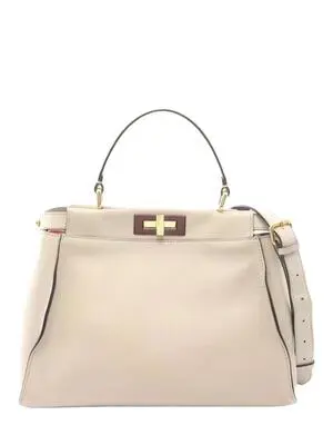 Fendi Fendi 2000s Peekaboo Leather Tote Bag Neutrals