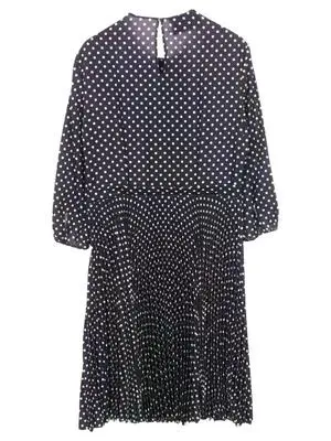 Prada Pleated Polka-dot Midi Dress - Blue