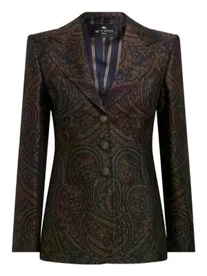 Etro Single-breasted Paisley Jacquard Jacket - Blue