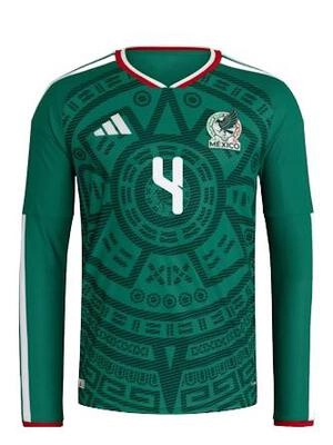 Adidas Mexico 2026 Home Authentic Long Sleeve Jersey - Bold Green
