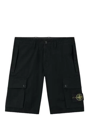 Stone Island Slim Fit Cargo Bermuda Shorts - Black