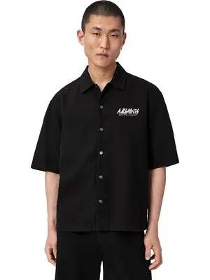 ALLSAINTS Synth Short Sleeve Oversized Shirt - Black