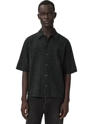 ALLSAINTS Leopardo Oversized Linen Blend Shirt - Black