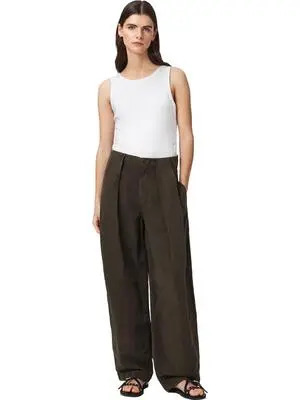 ALLSAINTS AllSaints Phi Linen-Blend Wide Leg Pants Brown