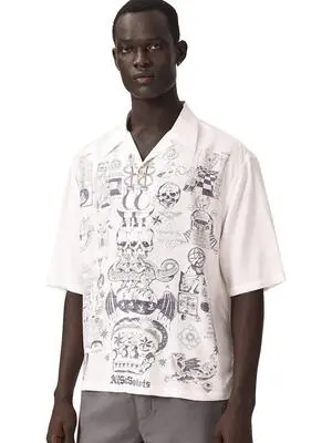 ALLSAINTS Ignis Oversized Short Sleeve Printed Shirt - Ecru