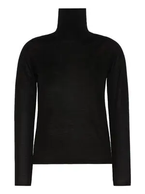 Max Mara Wool Yarn Polo-neck Sweater - Black
