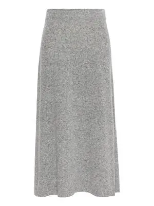 Max Mara Flared Tweed Midi Skirt - Medium Grey