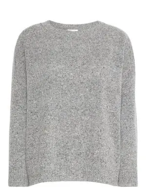 Max Mara Tweed-effect Wool And Silk Blend Jumper - Medium Grey