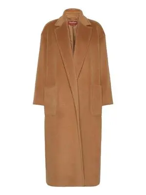Max Mara Long Wool Beaver Cloth Coat - Camel