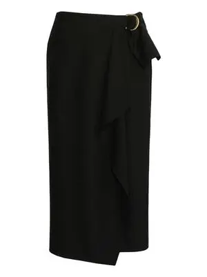 Max Mara Stretch Wool Twill Midi Skirt - Black