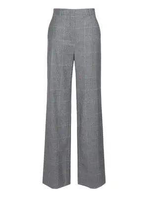 Max Mara Tailored Wool Flannel Trousers With Straight Leg - Dark Grey