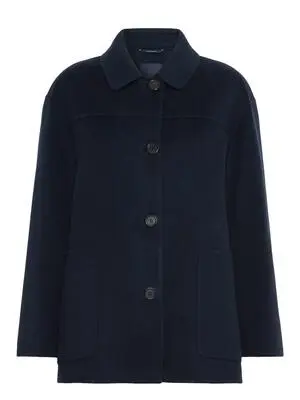 Max Mara Wool Drap Short Coat - Midnightblue