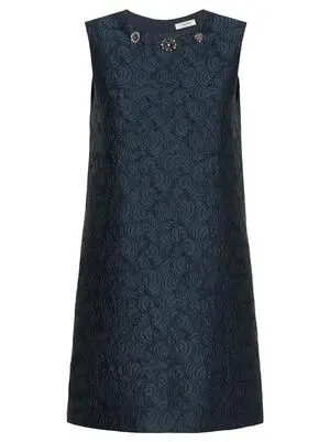 Max Mara Cotton-blend Jacquard Princess-line Dress - Midnightblue