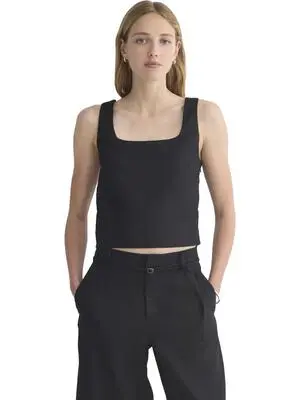 Everlane Stretch Linen Square Neck Tank - Black