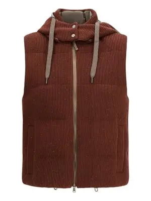 Brunello Cucinelli Hooded Down Vest - Brown