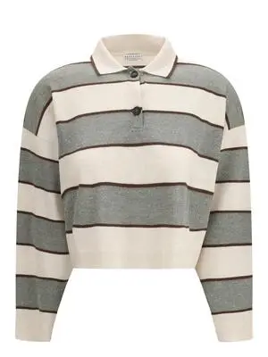 Brunello Cucinelli Striped Knit Polo Sweater - Multicolour