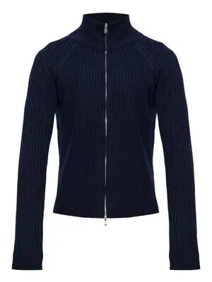 MAISON MARGIELA Ribbed Zip-up Cardigan - Blue