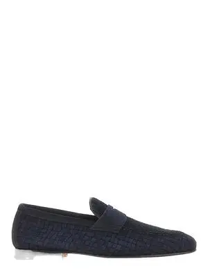 Santoni Suede Leather Penny Loafers - Blue