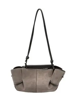 Hereu Suede Tote Bag With Pleated Detail - Gray