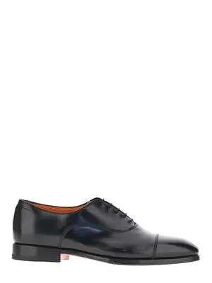 Santoni Spazzolato Leather Oxford Shoes - Black